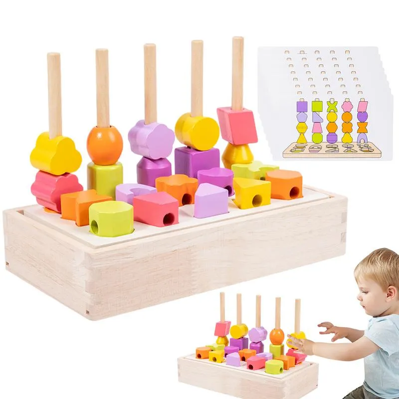 Montessori Stacking Blocks, Wooden Educational STEM Preschool Learning ...