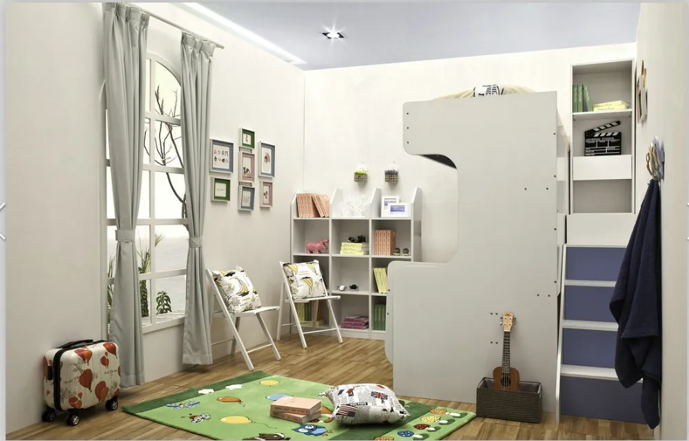 Space-Saving Bunk Bed with Integrated Study Desk - Children's Foldable ...