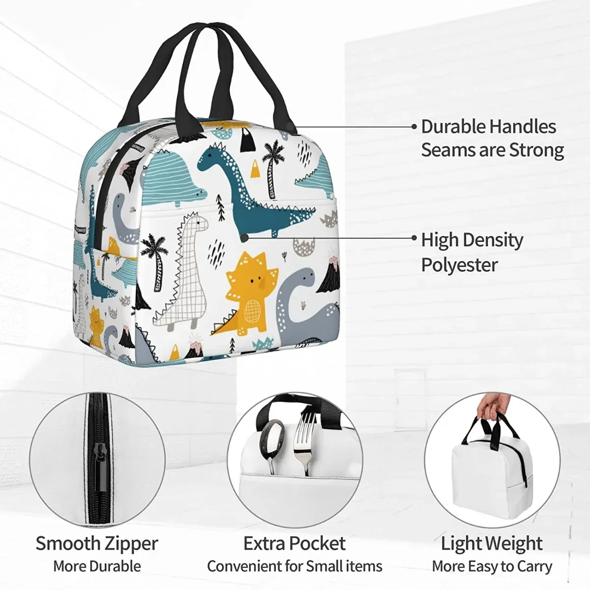 Cute Dinosaur Lunch Box: Insulated Reusable Lunch Tote - Perfect for ...