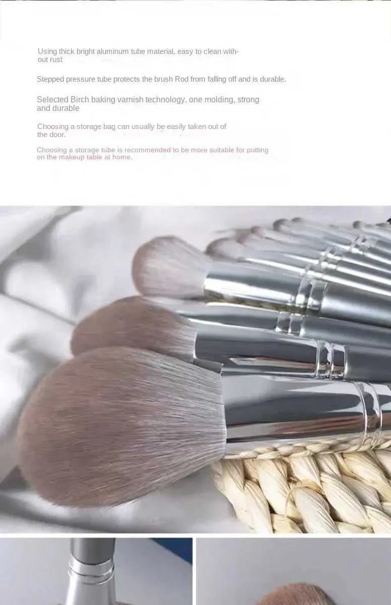 14-Piece Premium Gray Makeup Brush Set - Ultra Soft & High Gloss ...