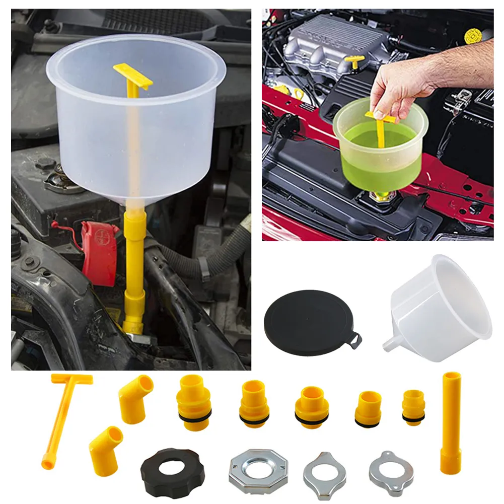 Car Radiator Coolant Filling Funnel Kit Spill Proof Cooling System Tool ...