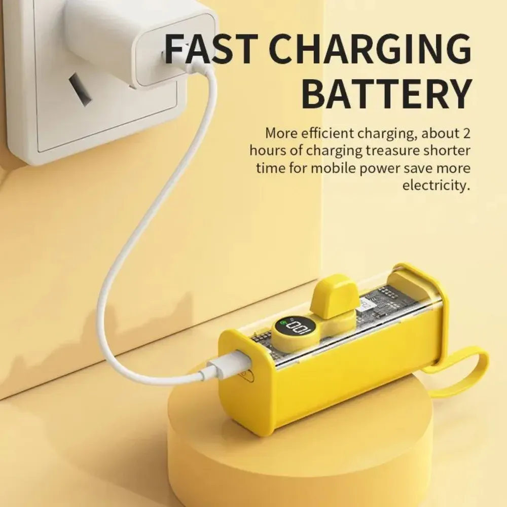 Super Fast Charging Portable Capsule Mini Power Bank With 2 In 1 Ports ...