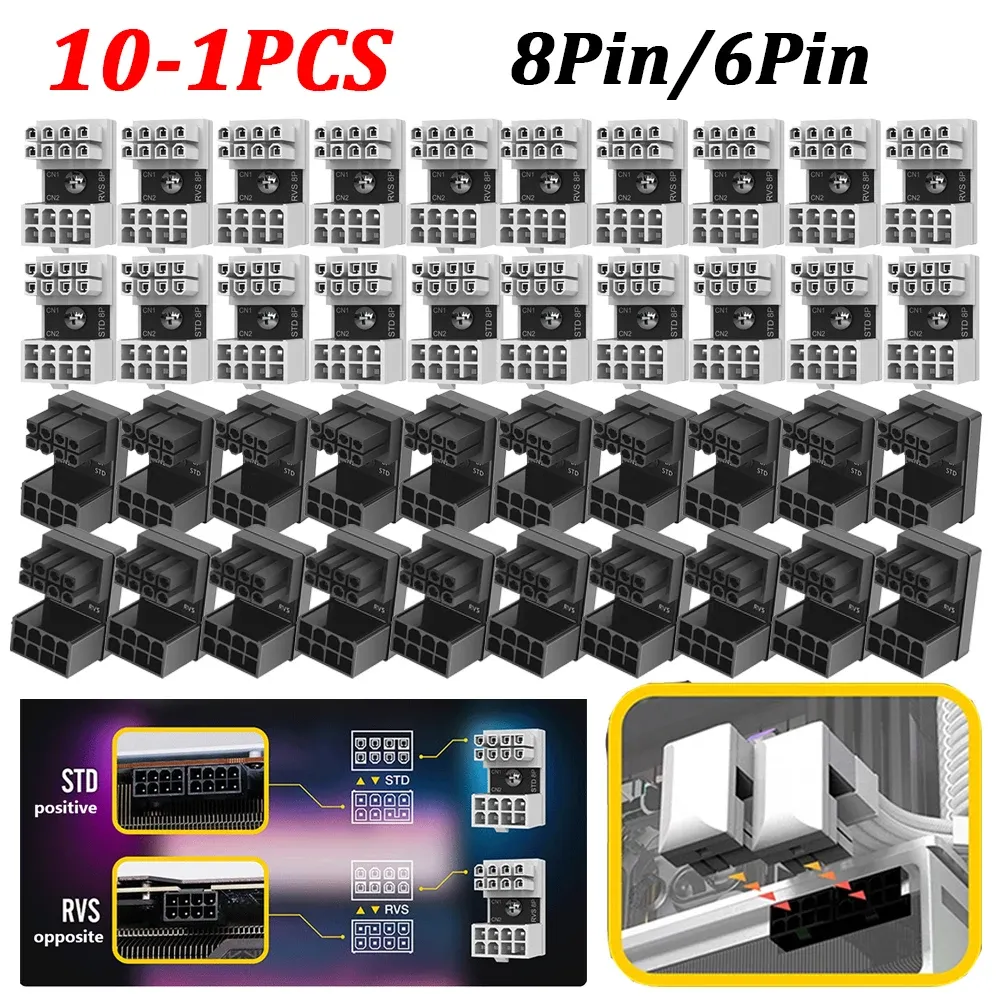 ATX 8 Pin Female To 8 Pin Male Angled Power Adapter 90 Degree Turning ...