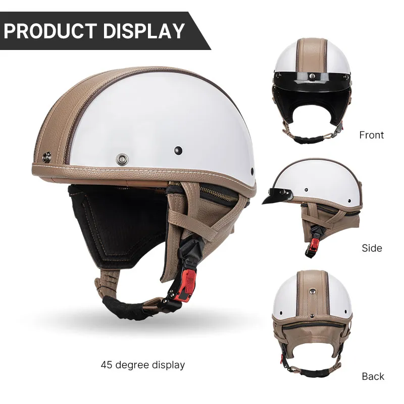 Vintage Leather Open Face Motorbike motorcycle helmets - Retro Half ...