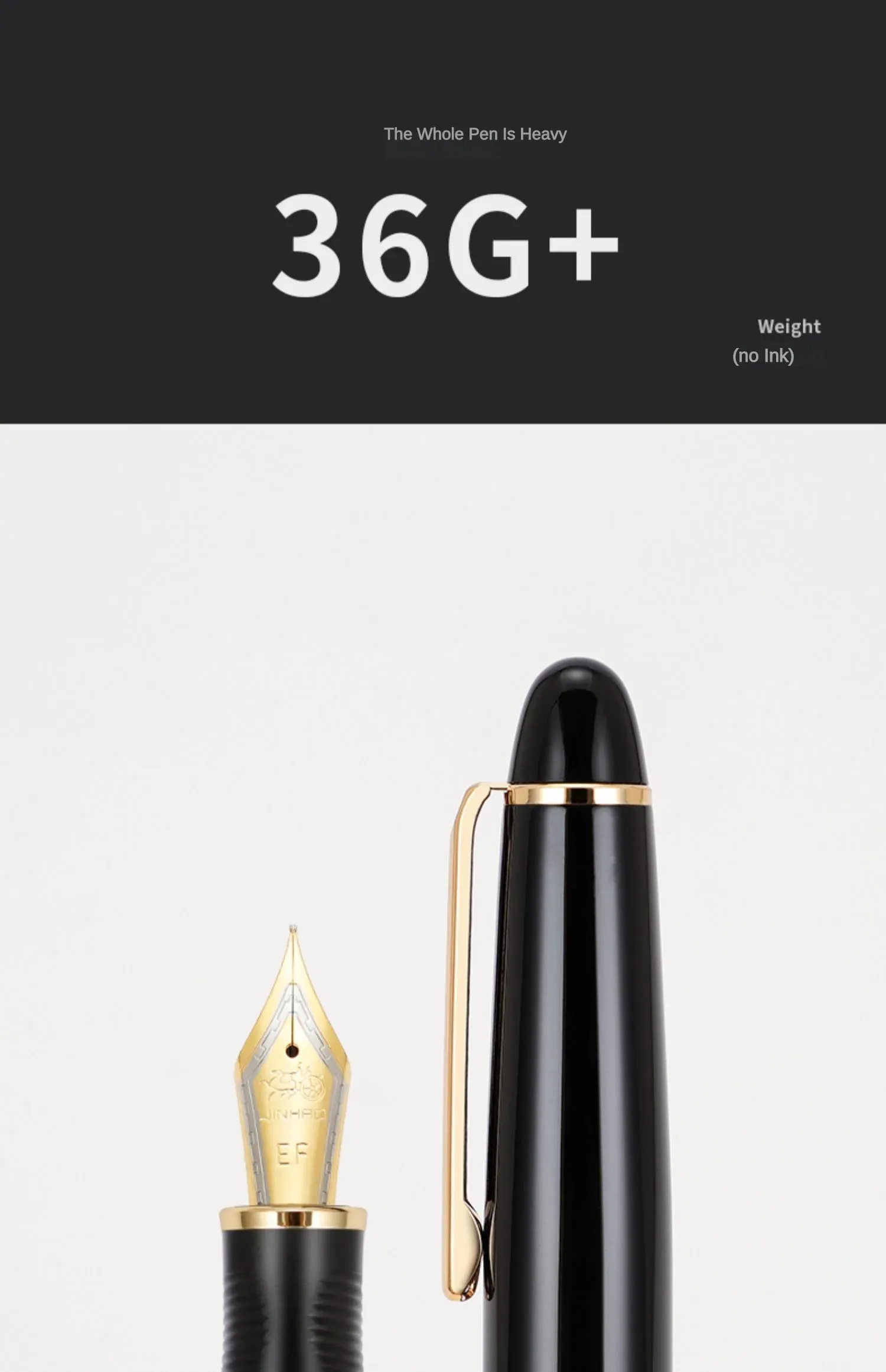 Jinhao X850 Luxury Black Gold Clip Fountain Pen for Office, School, and ...