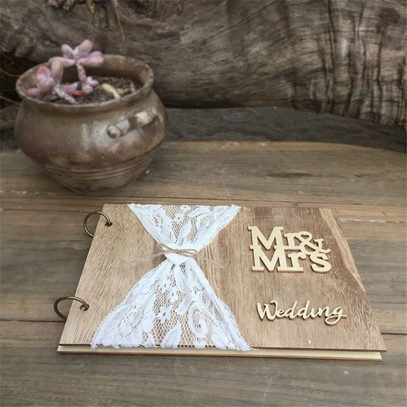 Wooden Wedding Guest Book Signature Album for Wedding Reception, 10/20 ...