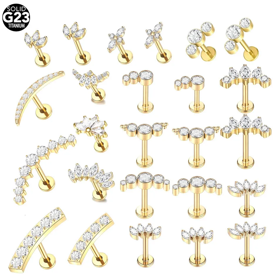 DHgate.com:16G Zircon Labret Lip Rings Gold Cartilage Helix Lobe Conch ...