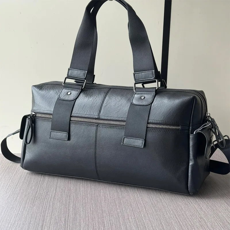 Designer Multi Functional Black Leather Duffel Bag For Men And Women ...