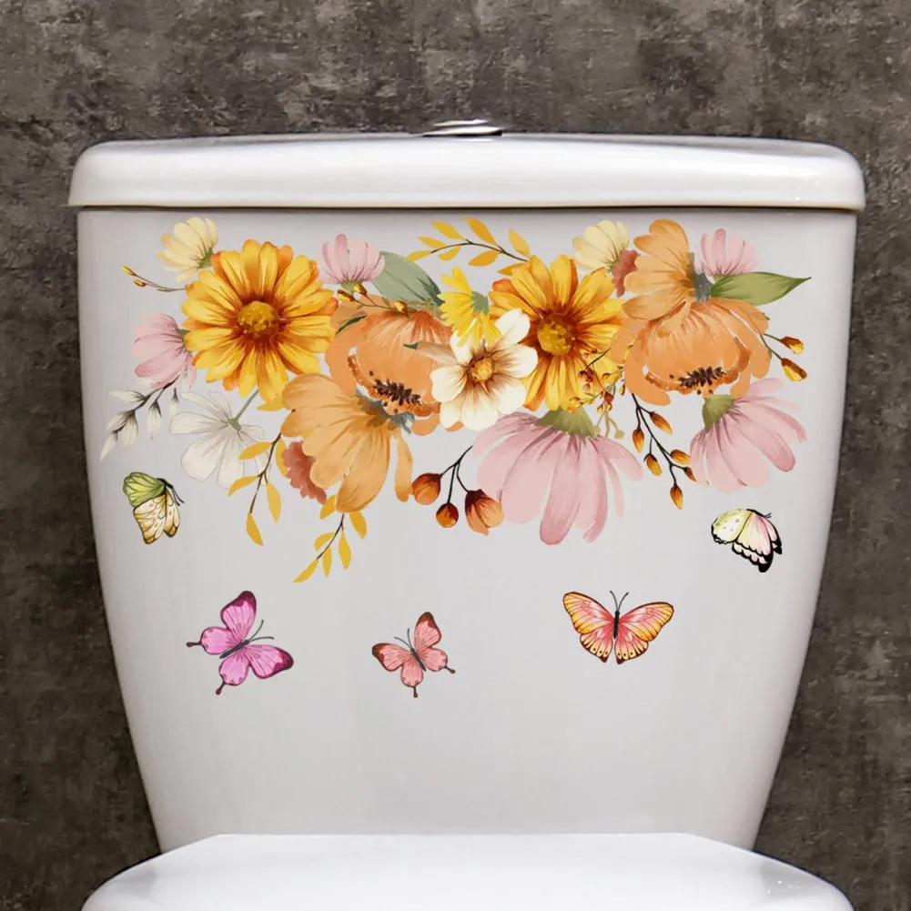 DHgate.com:Waterproof Colorful Butterfly Flower Toilet Decal Self ...