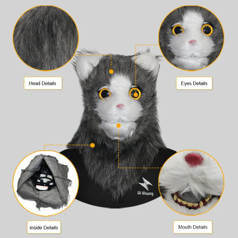 Realistic Animal Masks Movable Mouth Faux Fur Plush Head Masks For ...