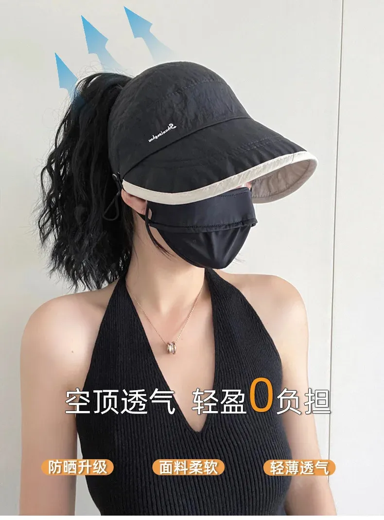 Fashion Women's Empty Top Wide Brim Sun Hat: Anti-UV Sunscreen Bucket ...