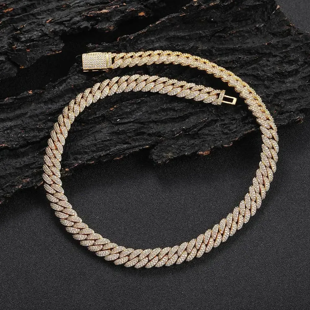Premium 10mm Lab Diamond Cuban Link Chain: S925 Silver Plated Necklace ...