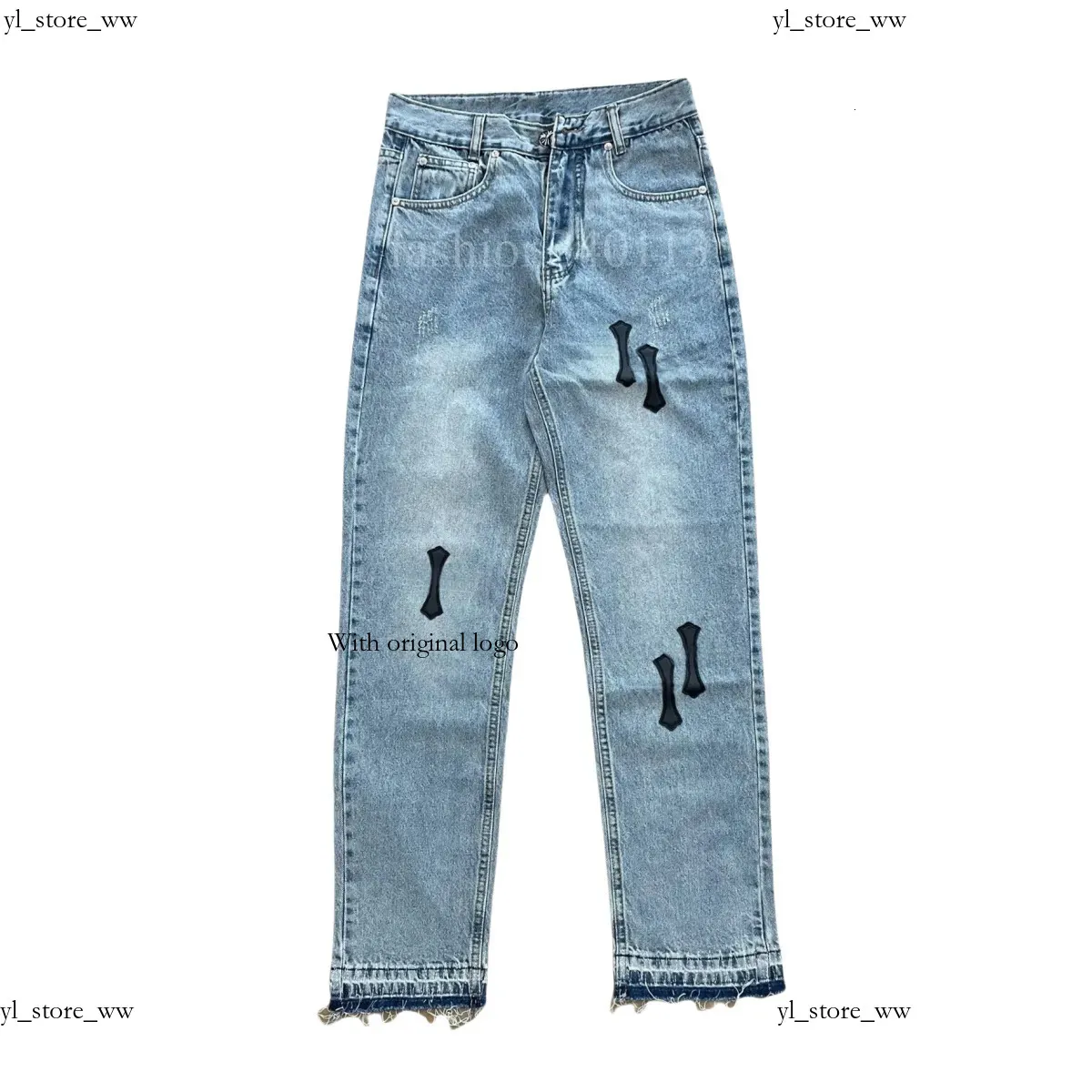 High Quality Chrome Baggy Crosshatch Jeans For Men With Embroidery ...
