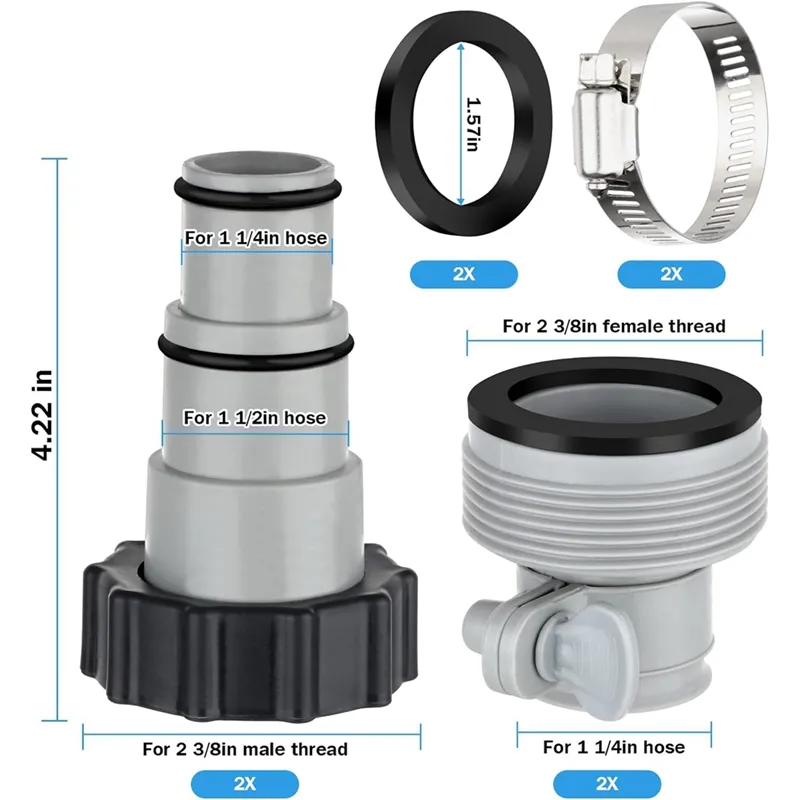 Durable Type A/B Pool Overflow Drain Hose Adapter For 1.25 And 1.,5 ...