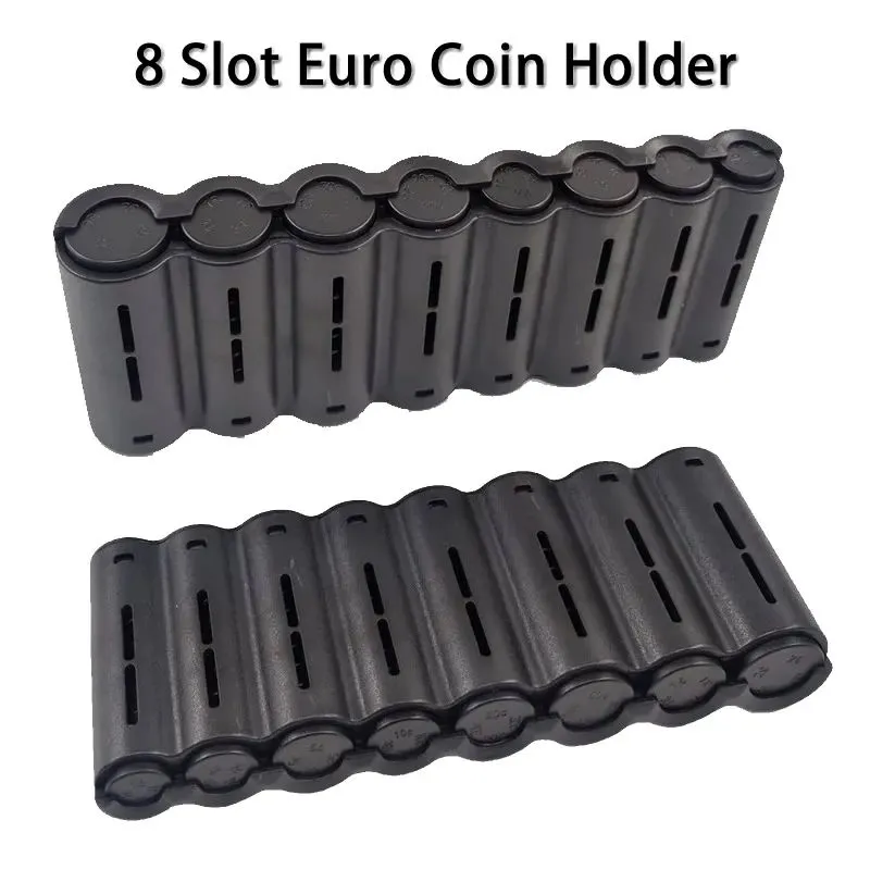 Creative Portable Black 8 Slots Euro Coin Dispenser with Spring ...