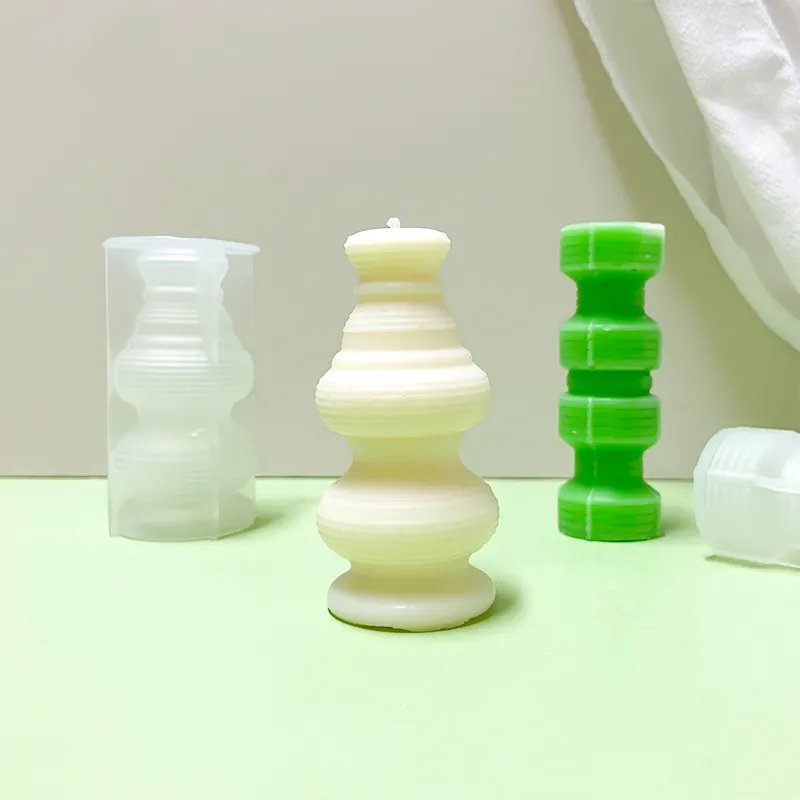 3D Classical Striped Roman Cylindrical Silicone Candle Mold for DIY ...
