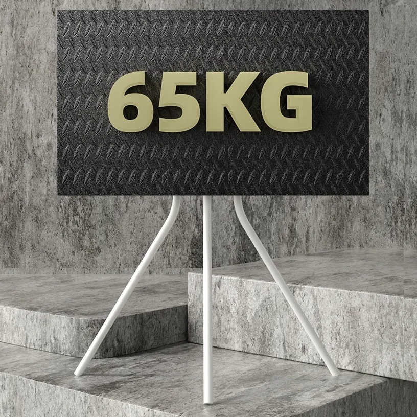 White TV Floor Stand For 42 86 Inch Screens Triangular Painting Frame ...