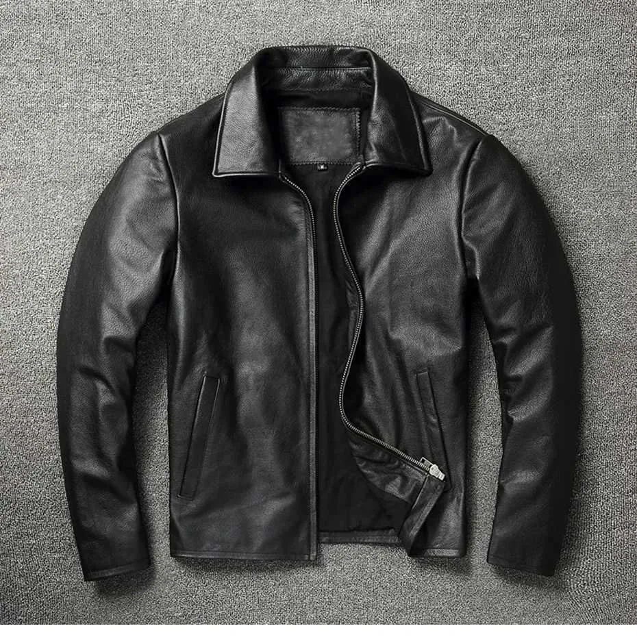 W241113 Mens Motorcycle Leather Jacket Ultra Thin... From Tommy_hermes ...