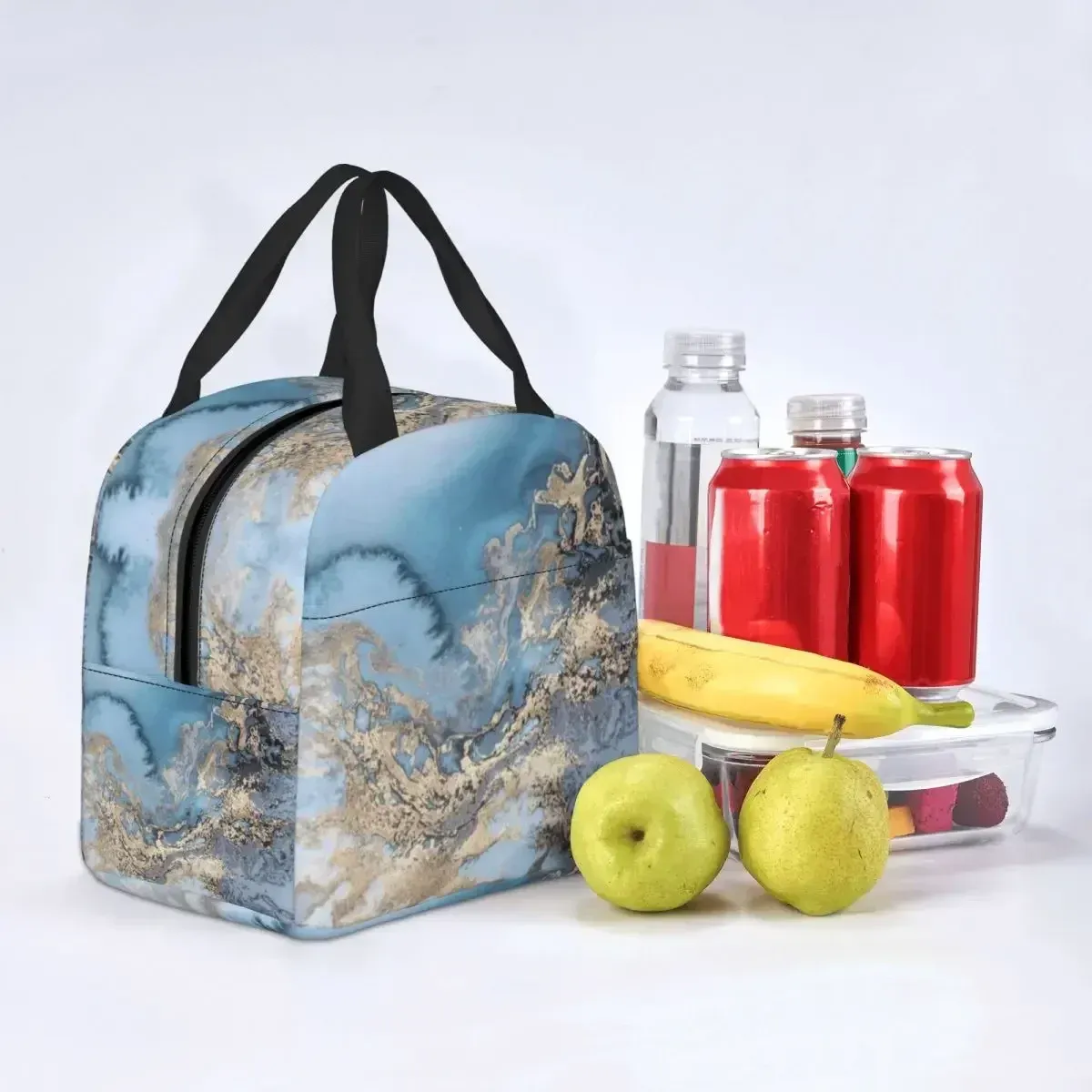 Geometric Thermal Insulated Square Insulated Lunch Bag With Blue And ...