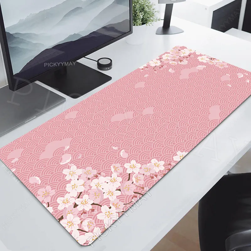 Large Pink Gaming Mousepad 35.4 × 15.7 in Non-slip Surface Desk Mat ...