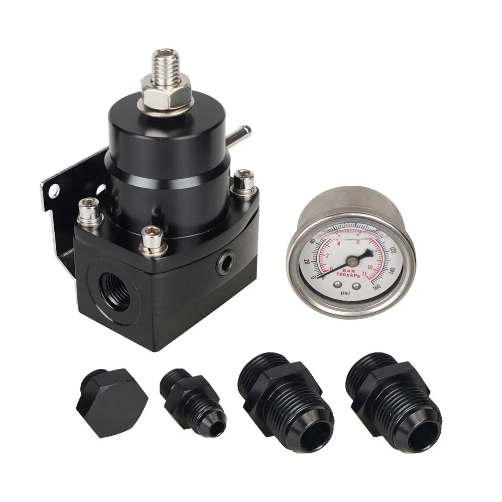 Adjustable Fuel Pressure Regulator With Silver Oil Gauge AN8/10 Feed ...