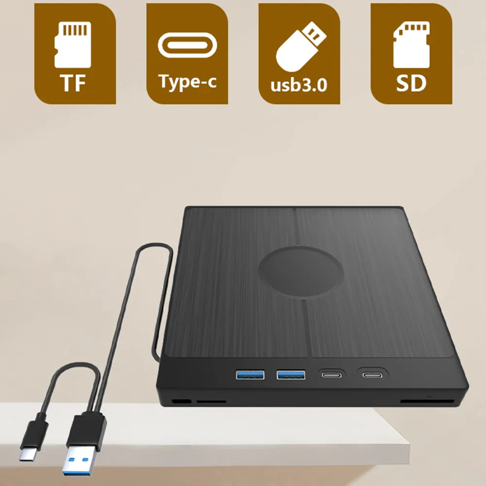 DHgate.com:7-in-1 External CD/DVD Drive: USB-C & USB 3.0 Dual Ports CD ...