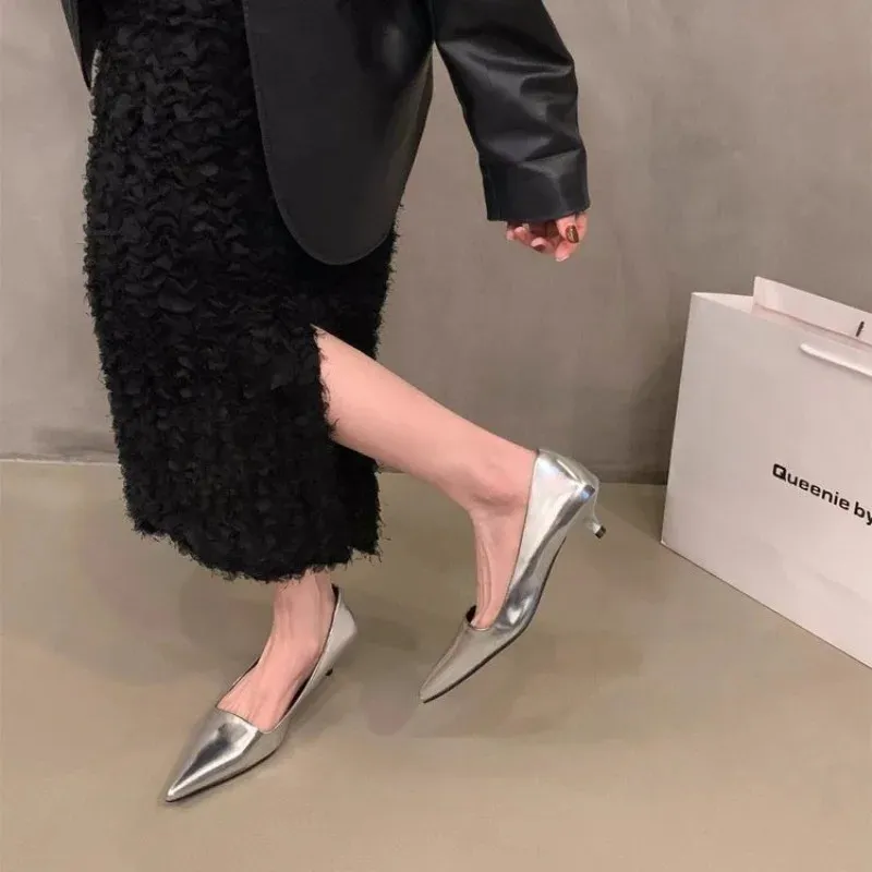 Wholesale Silver Pointed Toe Heels: Women's Patent Leather High Heels ...