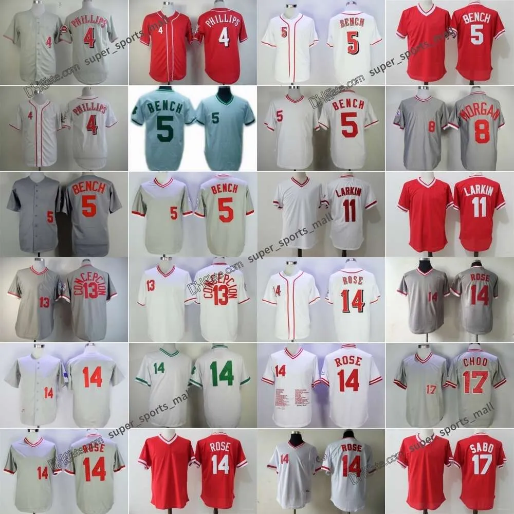 Throwback Baseball Jersey 14 Pete Rose 1976 17 Chris Sabo 4 Brandon ...