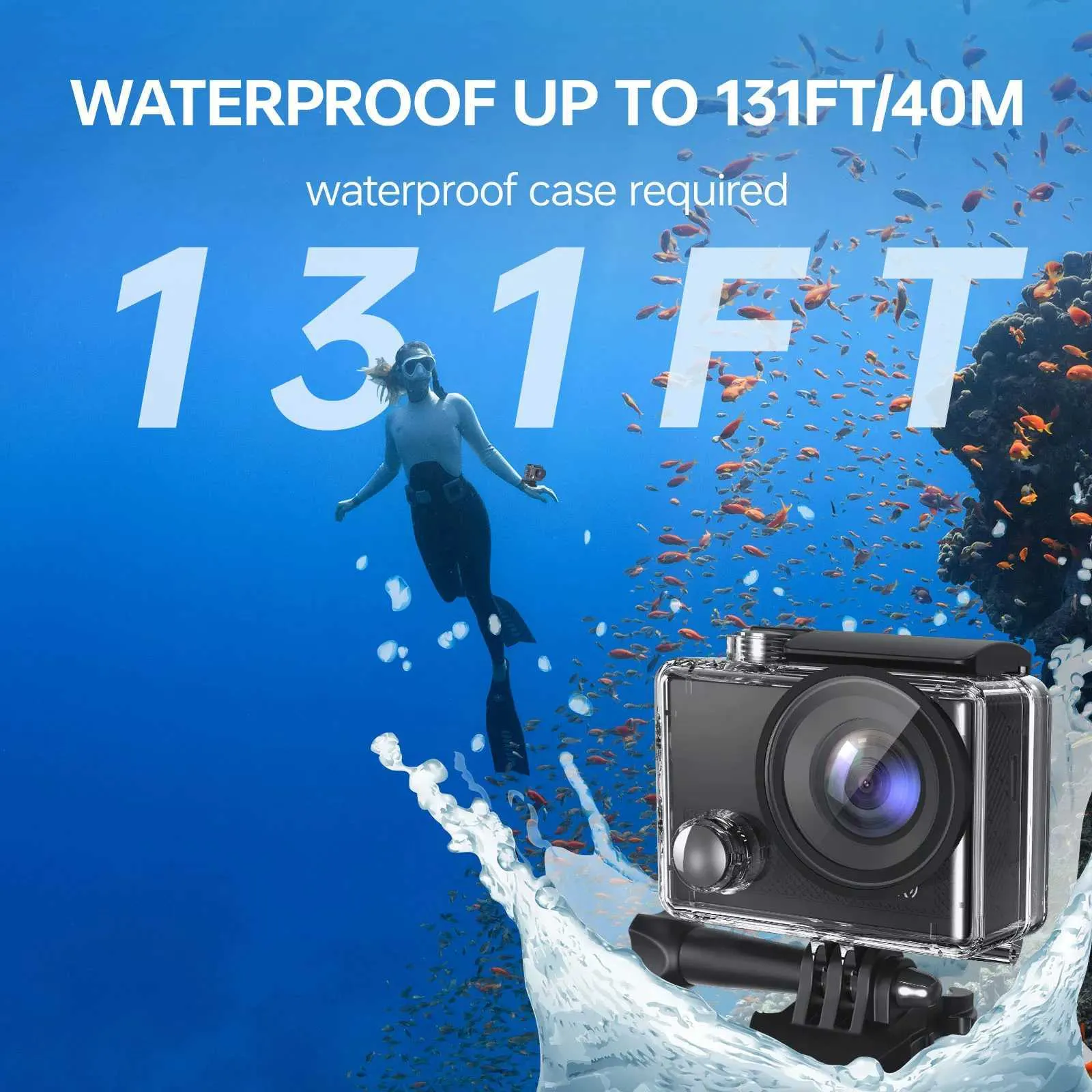 Haida Ultra HD 5K Action Camera 30FPS WiFi 2.0-inch 170D Waterproof ...