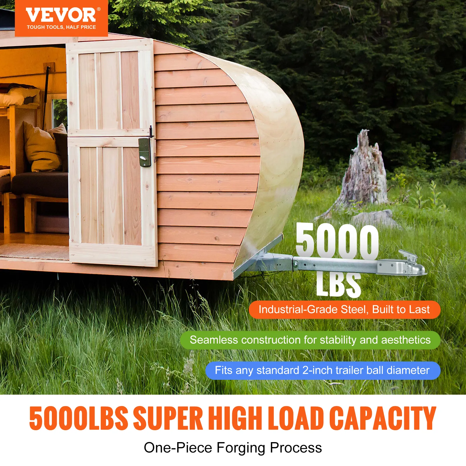 VEVOR 5000 lbs Straight Trailer opto couplers with 2-Inch Hitch Ball ...