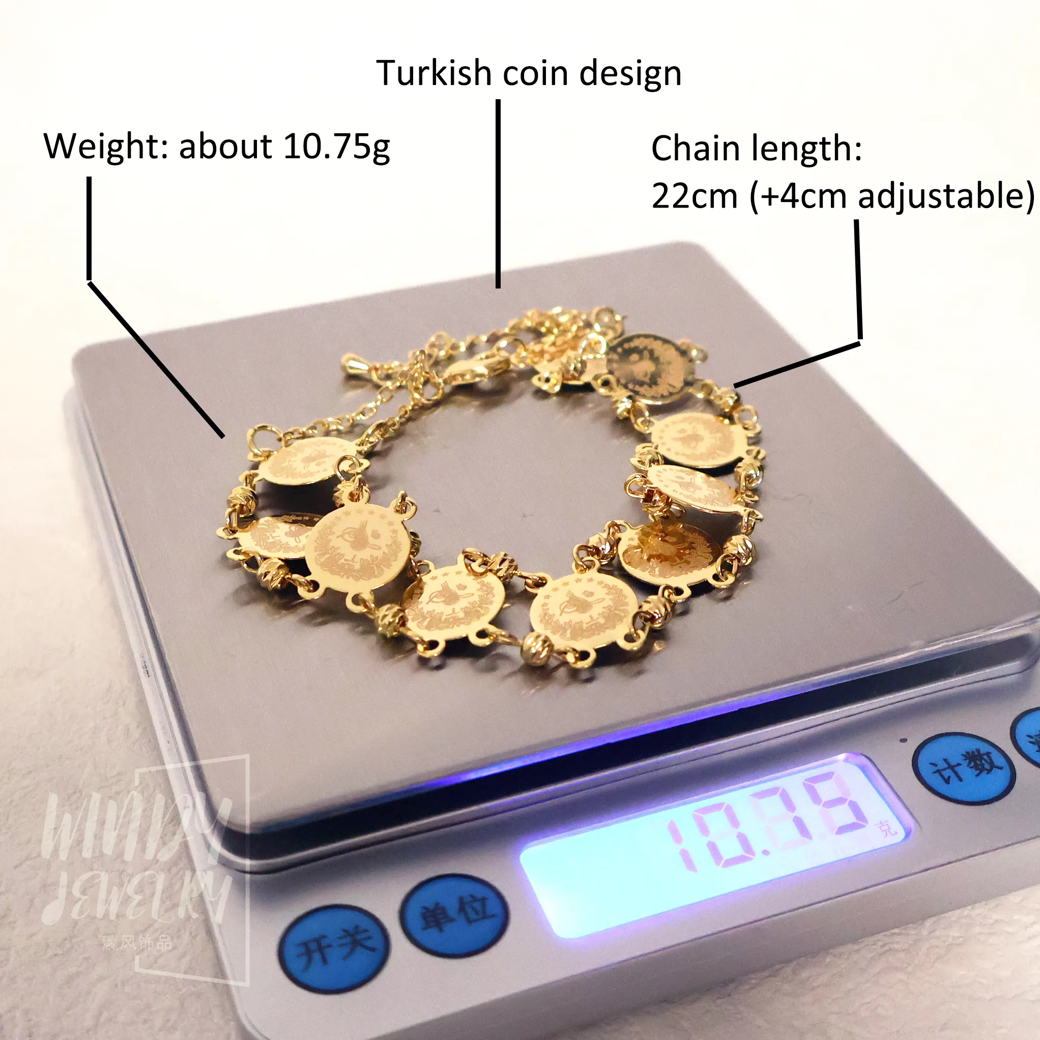 Turkish Lira Coin Bracelet | 18k Gold Plated Muslim Bangle For Women ...