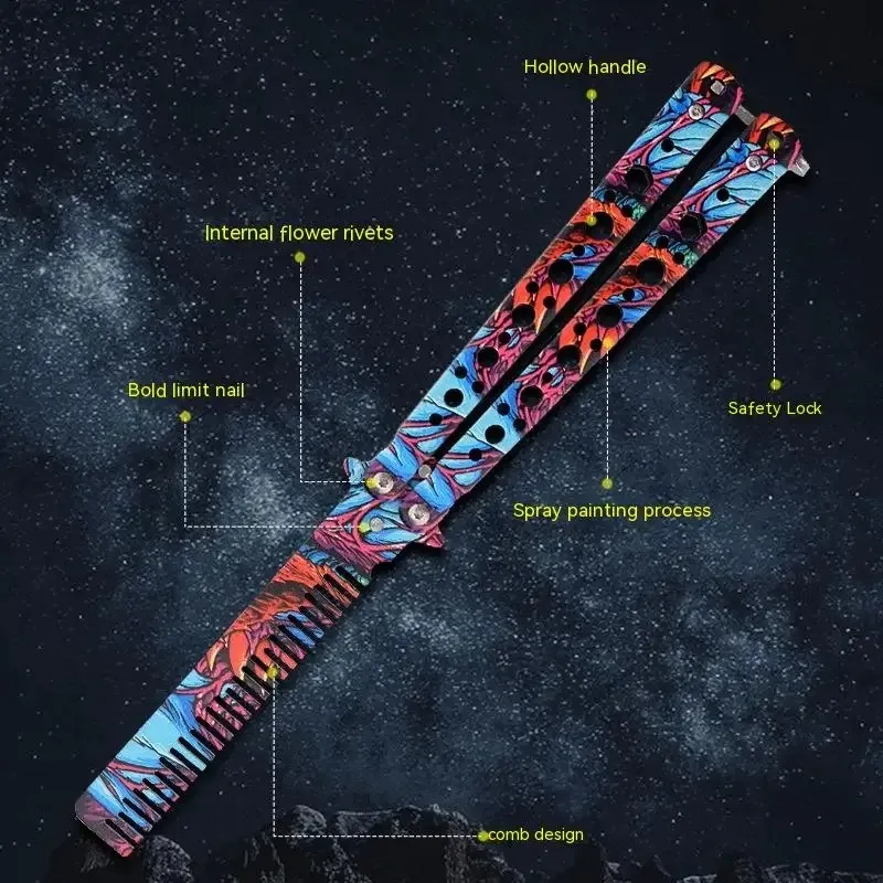 Portable Butterfly Comb Knife | Stainless Steel Foldable Blunt Trainer ...