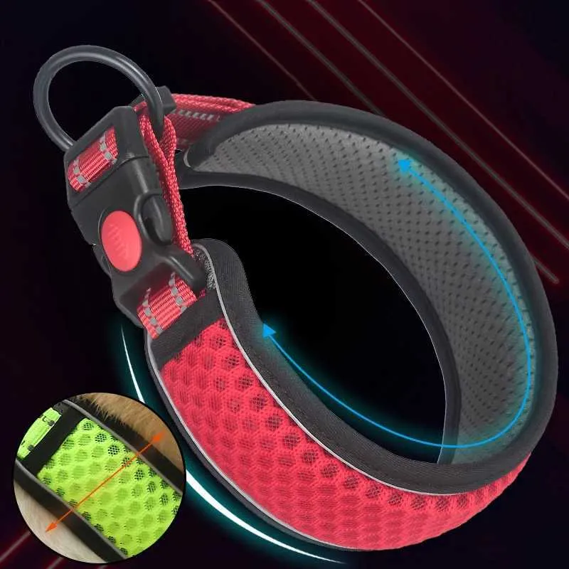 Reflective Dog Collar with Honeycomb Net: Breathable, Comfortable ...