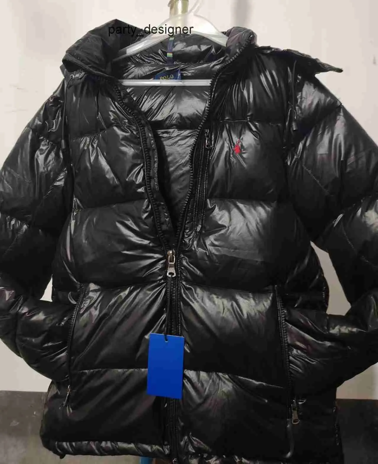 Men's Classic Embroidered Cotton Black Leather Puffer Jacket Thick Body ...