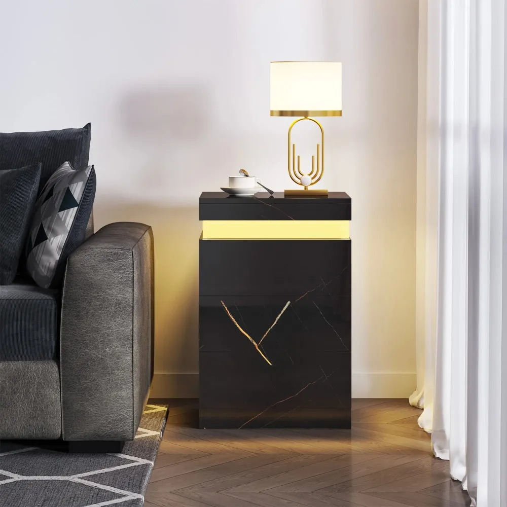 Modern Minimalist Wooden Nightstand with Drawer for Bedroom, Living ...