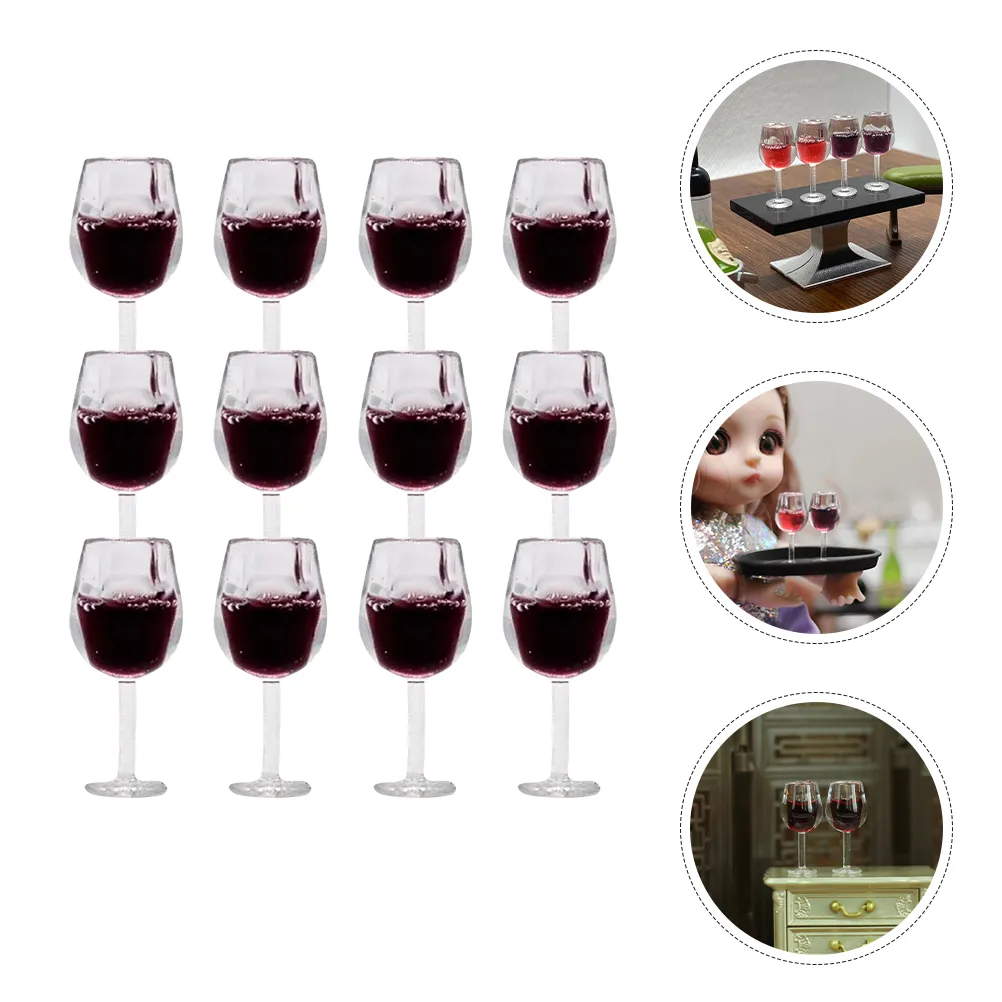 Miniature Plastic Wine Glasses Dollhouse Red Wine Goblet Cups 1.5 in ...