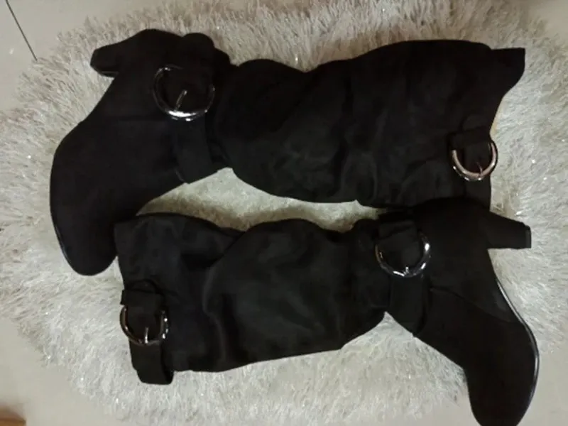 Kitten Heel Knee High Boots - Autumn Suede Buckle Design, Shop Now ...