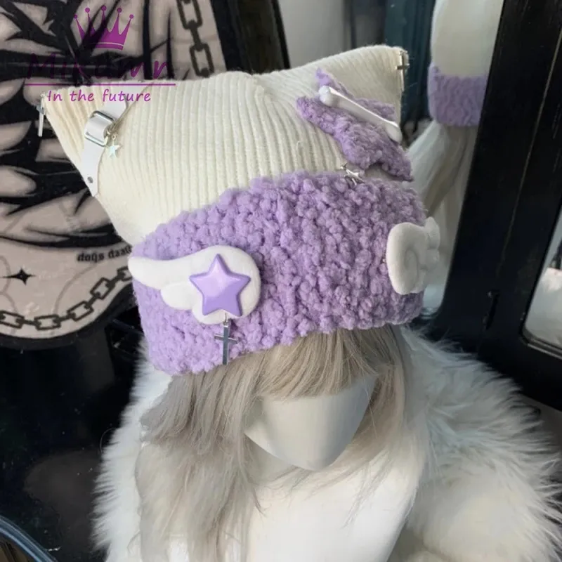 Harajuku Gothic Lolita Angel Wings Bini c hat for Women - Japanese Y2K ...