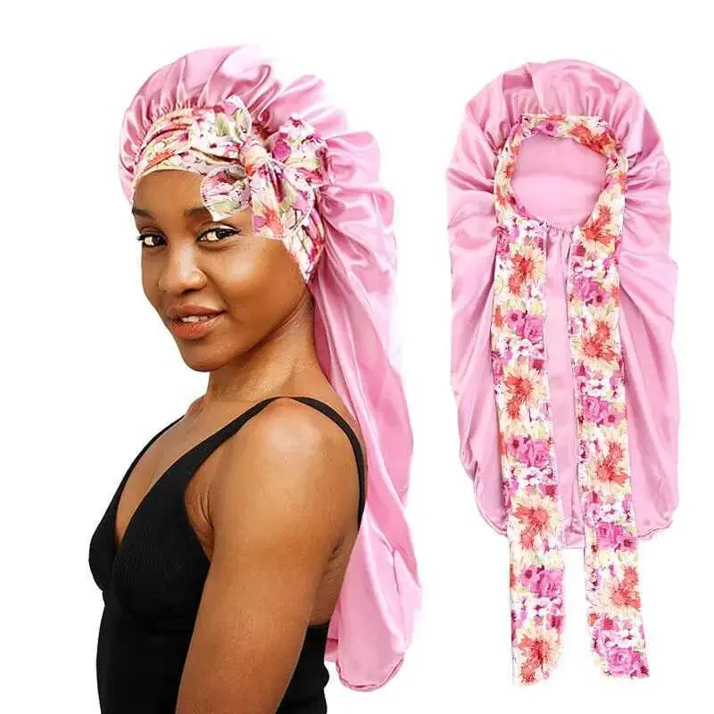 Satin Sleep Headband with Long Ribbon - Premium Elastic Night Hair Care ...
