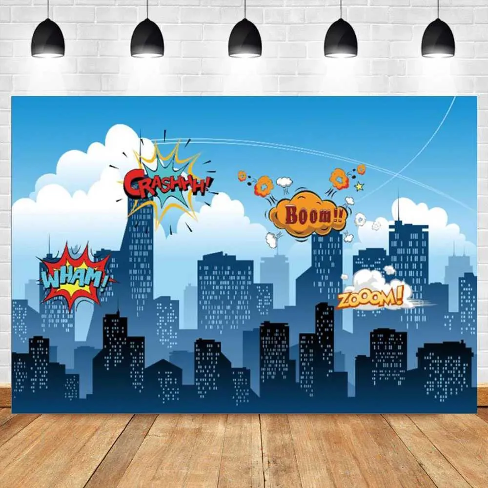 Customized City Building Superhero Boom Scene Baby Photography Backdrop ...