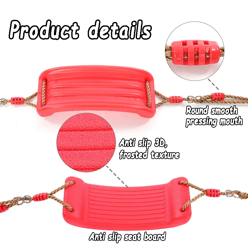 Climbing Swing Set With Adjustable Ropes, U Shape Disc Swing, Backyard ...