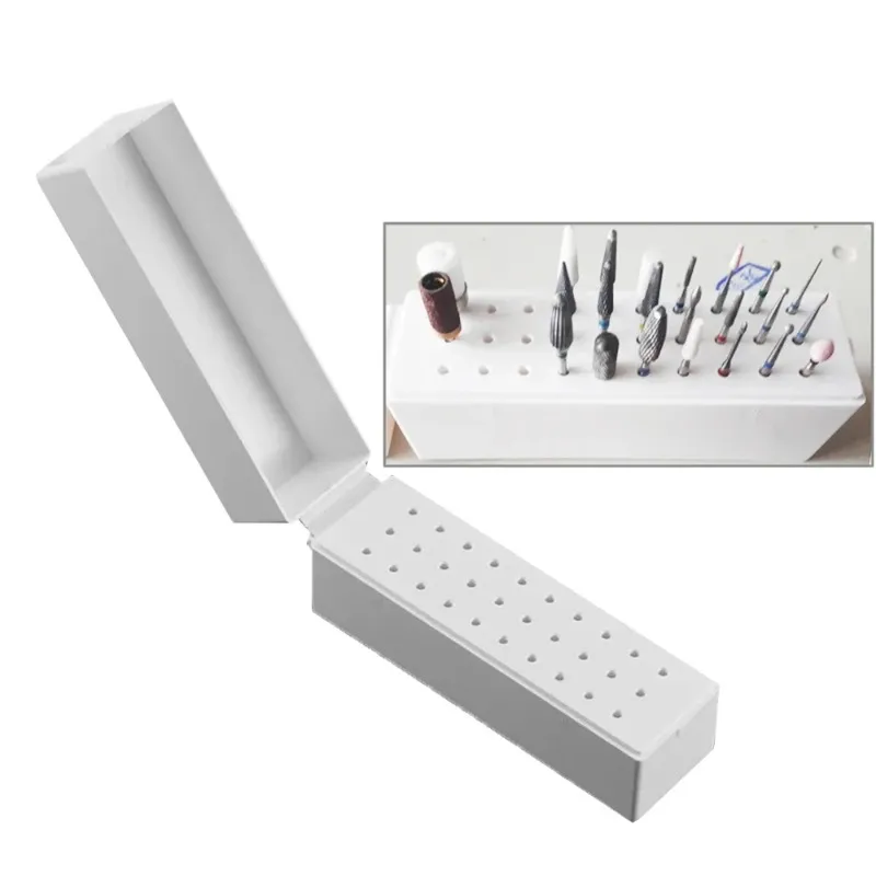 30 Holes Nail Drill Bit Holder, Clear Acrylic Nail Art Drill Bits ...