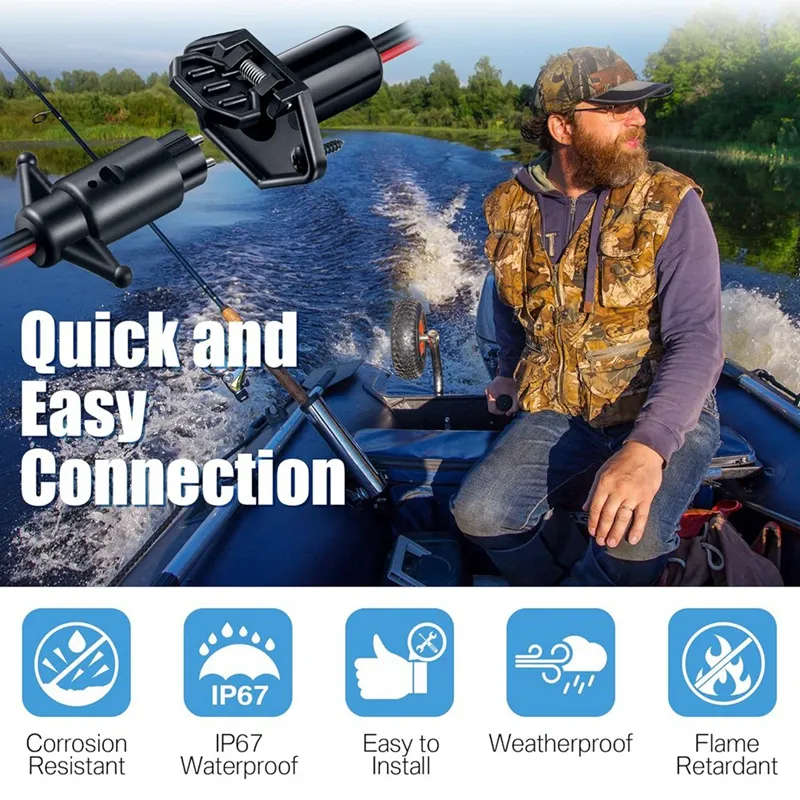 Marine Boats Trolling Motor Vie Plug And Socket Kit 10 Gauge, 2 Wire ...