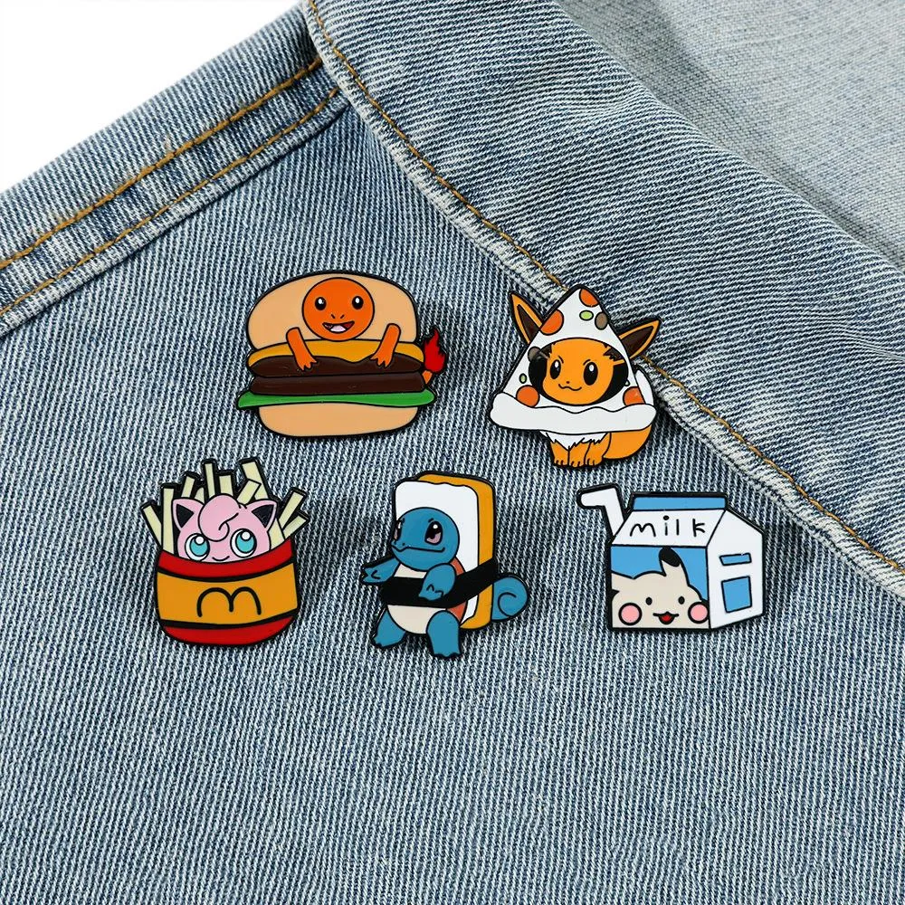 Cute Anime Movie Game Enamel Pins, Ghost Friends Dragon Food Brooch ...