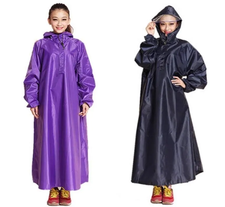 Womens Long Raincoat with Hood Full Length Adult Size Rain Coat ...
