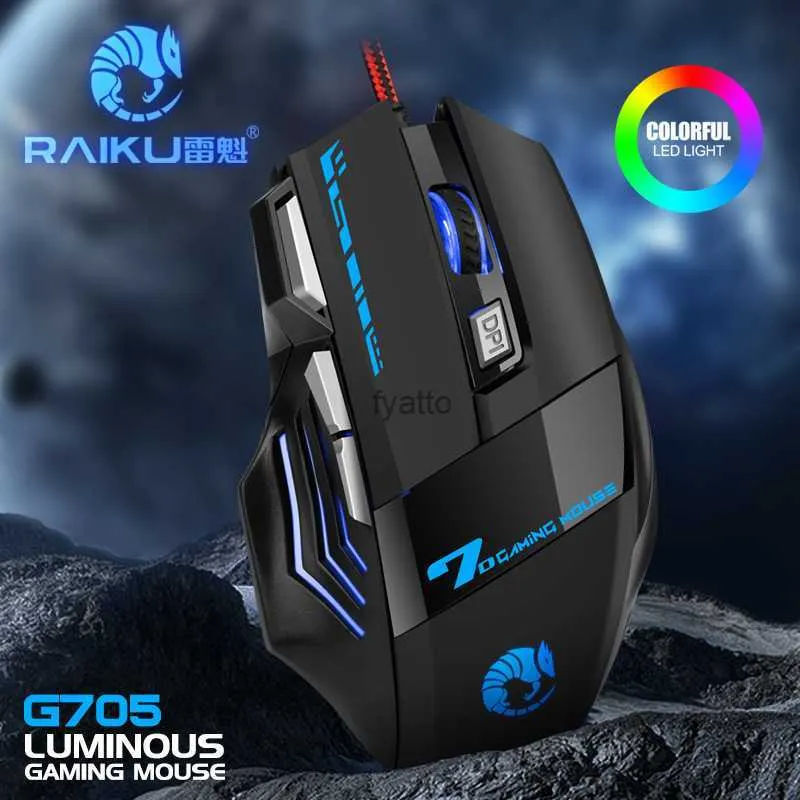 Mice RAIKU G705 Esports Game Mouse 7D Cool Glow Braided Wire H240412 ...