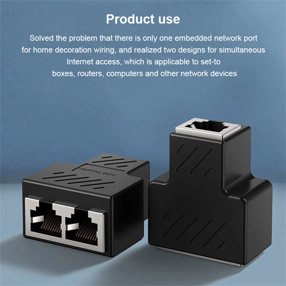 2 Way Ethernet RJ45 Female Fastest Ethernet Cable Splitter Adapter ...