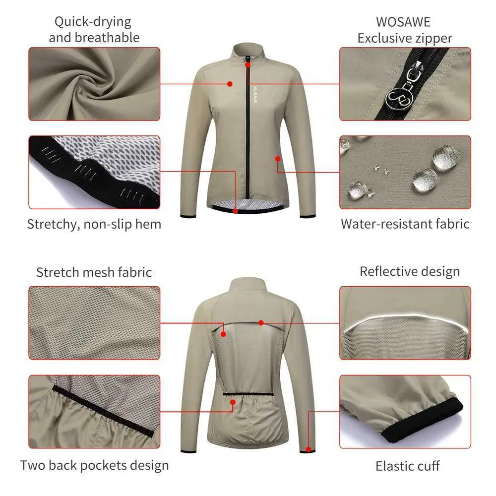 Womens Windproof Cycling Shirt - Lightweight Gravel Bike Clothing, Long ...