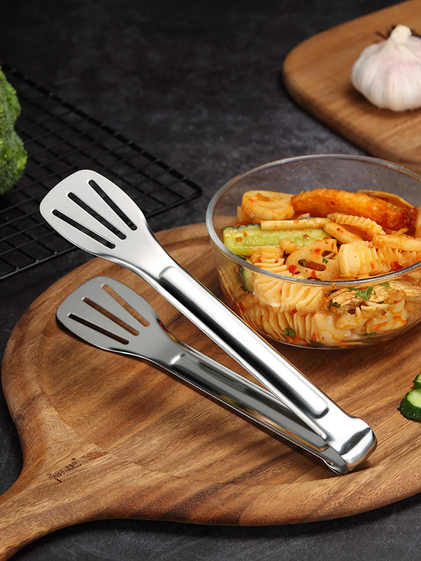 Premium Stainless Steel Grill Tongs - Non-Slip Kitchen Cooking Tongs ...