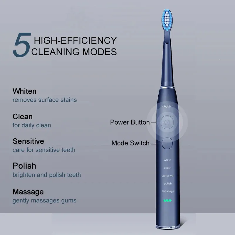 Seago Electric Sonic Toothbrush, USB Charging, 360 Day Battery Life ...
